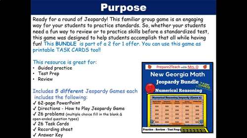 New Georgia Math Jeopardy BUNDLE - Numerical Reasoning 5th Grade