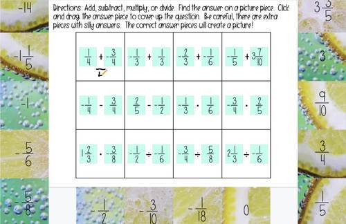 Operations with Signed Fractions Digital Activity by Try-Angle Math