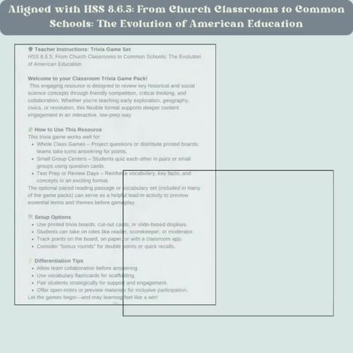 American Education System & Cultural Impact — Trivia Game HSS 8.6.5