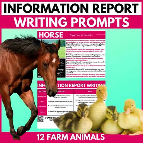Information Report Writing Prompts | Farm Animals | Informational Text