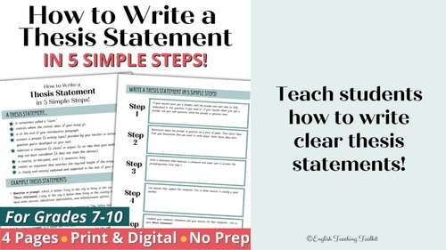 How to Write a Thesis Statement for Middle School and High School ELA ...