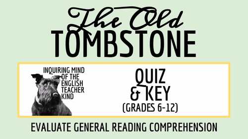 "The Old Tombstone" by Hans Christian Andersen Short Story Quiz and ...