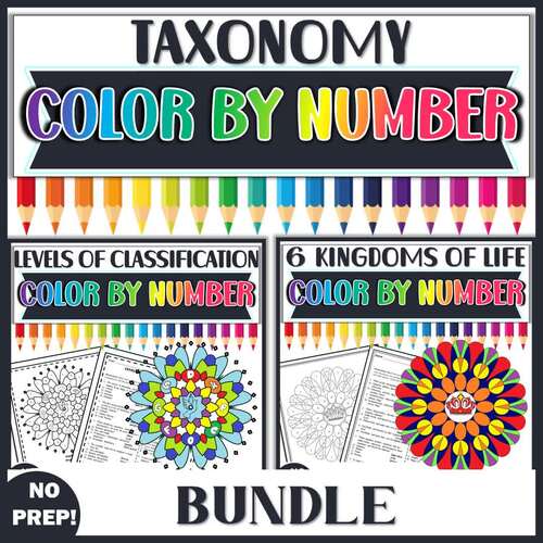 Taxonomy Color by Number Bundle |Levels of Classification| Six Kingdoms ...