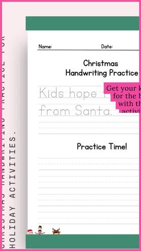 Holiday-Themed Handwriting Practice Sheets, Christmas Handwriting Lessons