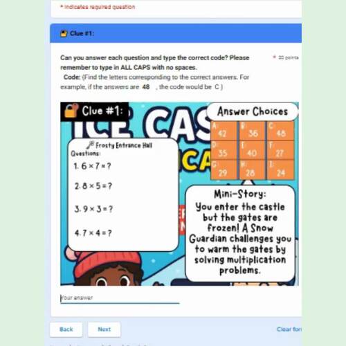 3rd Grade Winter Math Escape Room | Ice Castle Multiplication Quest