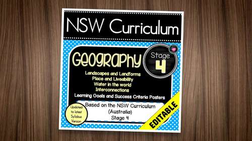 NSW CURRICULUM STAGE 4 GEOGRAPHY Learning Goals & Editable Success Criteria