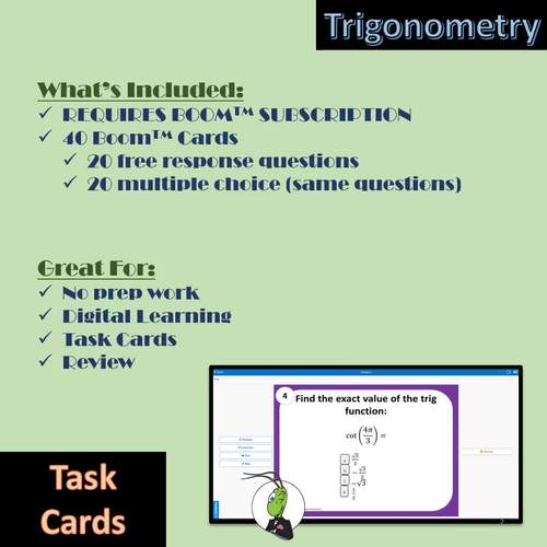 Exact Values Trig Practice Unit Circle Boom Task Cards | TPT