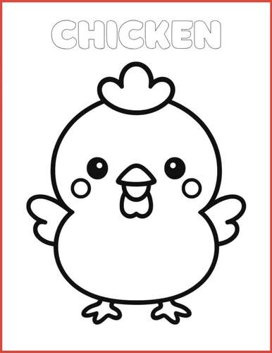 Chicken Coloring Page | Farm Animal Worksheet | Printable PDF Poster ...