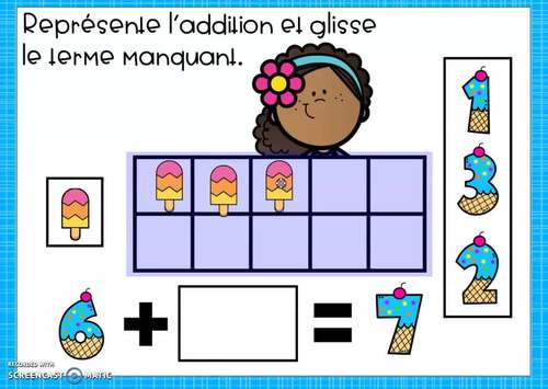 Terme manquant addition 0-10 Boom Cards French distance learning