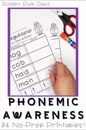 Phonemic Awareness Phoneme Substitution 34 No Prep Printables | TPT