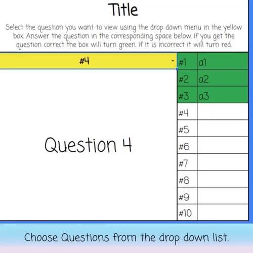Digital Self-Checking 10 Question Template for Google Sheets | Feedback ...