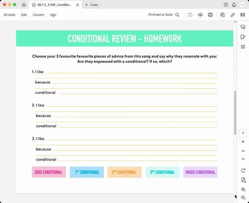 ESL Upper Intermediate Homework: Practise the Conditionals | TPT