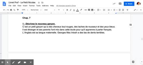 Le Petit Nicolas - Vidéo de la correction des questions du chapitre 7