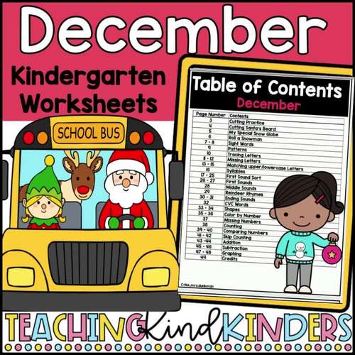 December NO PREP Math + Literacy Worksheets | Kindergarten Packet ...
