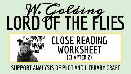 Lord of the Flies Chapter 2 Close Reading Analysis Worksheet for High ...