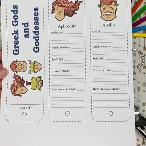 Ancient Greece Greek Gods and Goddesses Mythology Research Fan Activity ...