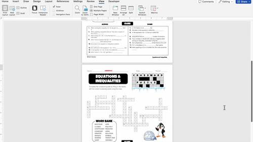 7th Grade Math Fun Worksheet Winter Activity: Equations & Inequalities ...
