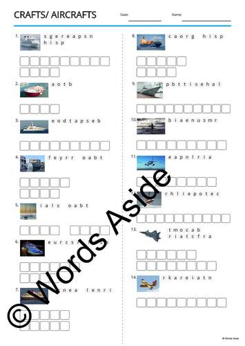 Vocabulary Puzzle Writing Worksheets Crossword Word Search Anagram CRAFTS