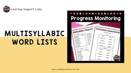 Multisyllabic Word Lists by Learning Support Lady | TPT