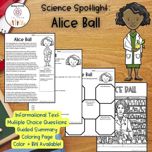 Alice Ball - Scientist of the Week/Month Black Bio Science Reading STEM