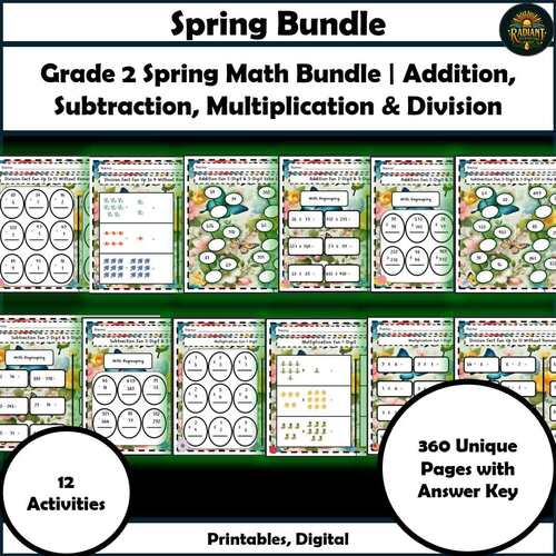 Grade 2 Spring Math Bundle | Addition, Subtraction, Multiplication ...