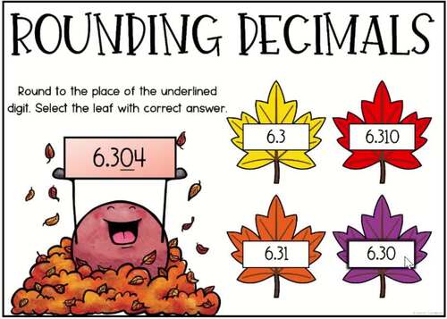 Rounding Decimals Fall-Themed Boom Cards - 5th Grade Place Value Activity
