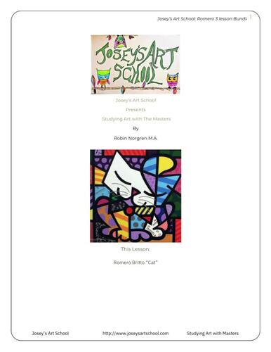 Romero Britto Art Lesson Bundle K-6 Art Project with Art History