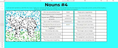 Nouns Pixel Art Grammar Activities Digital Mystery Pictures by Glitter ...
