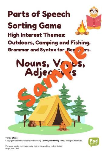 Parts of Speech Sorting Game High Interest Theme: Outdoors, Camping ...