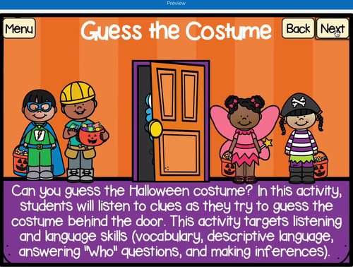 Halloween Speech Therapy Game Guess the Costume! Boom™ Cards Digital ...