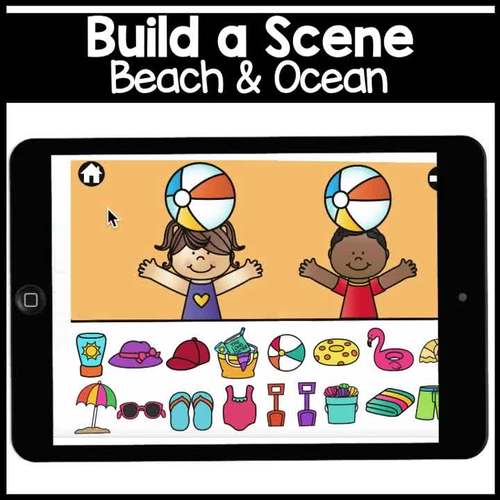 Build a Scene: Beach & Ocean Theme (Boom™ Cards) by The Chatty Classroom