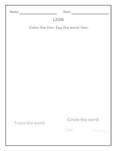 Zoo Animals Coloring and Vocabulary Worksheets | Trace, Read, Count ...