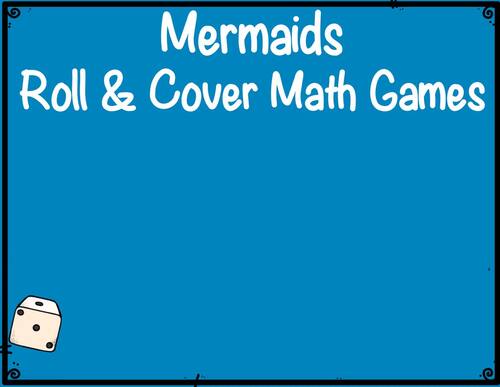 Mermaid Themed Math Center Dice Games Two & Three Addend Addition