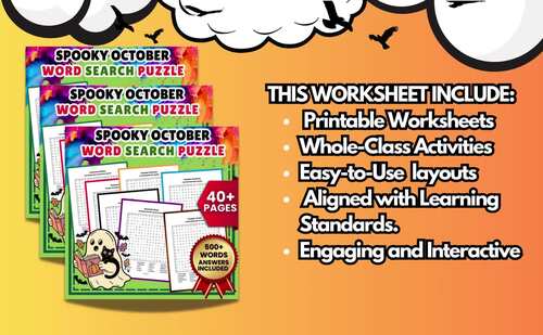 Fun Spooky October Word search Worksheet 4th,5th,6th,7th,8th,9th ...