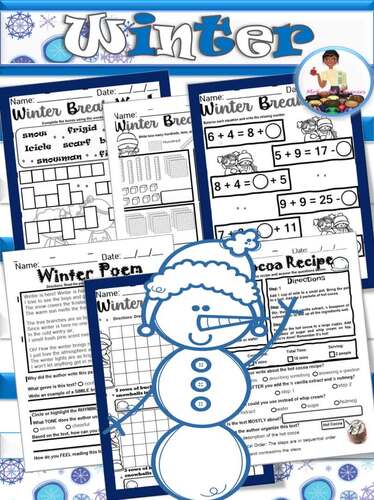 2nd, 3rd, 4th Grade Winter Packet December Winter Christmas ELA and ...