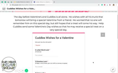 Valentine's Day Digital Breakout Escape Room (Google Sites) Grades K-1