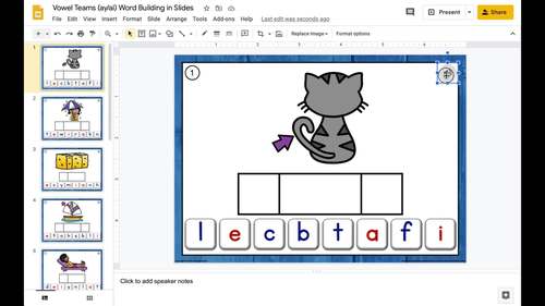 Digital Vowel Teams Ay & Ai - Phonics Word Building by Second Grade Smiles