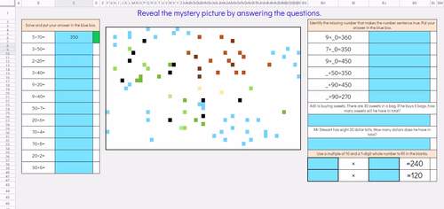 Digital Math Pixel Art Mystery Picture 3rd Grade Multiplying Multiples ...