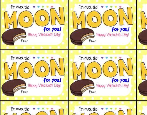 Moon Pie Valentine's Day Gift Tag- I'm (We're) over the moon for you ...