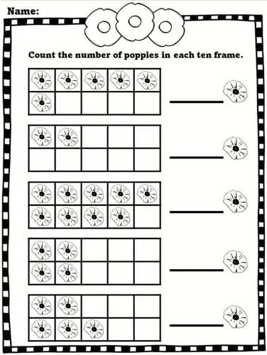 Remembrance Day Math with Poppies by Hello Hybrid Teaching | TPT
