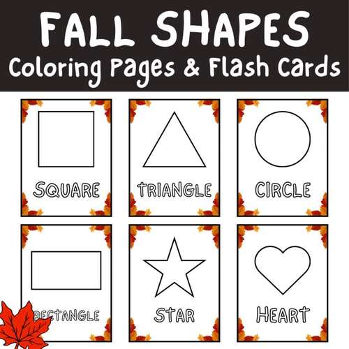 Autumn/Fall Theme Names of Shapes 2D Posters & Flashcard & Coloring Pages