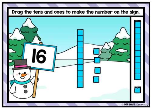 Snowman Tens and Ones Place Value - Boom Cards - Distance Learning ...