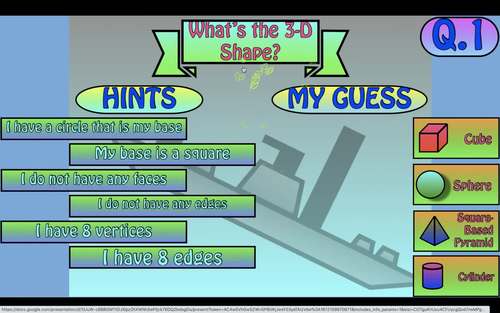 Alien Battleship: Geometric 3-D Shapes Attributes - Google Slides + Charts