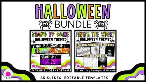 Halloween Finish the Story and Stand Up Sit Down Game Bundle | TPT