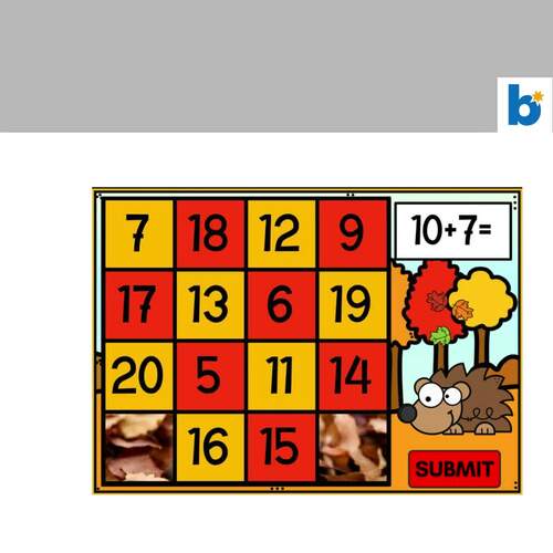 Fall Addition Within 20 Math Facts Boom Cards Digital Resource | TPT