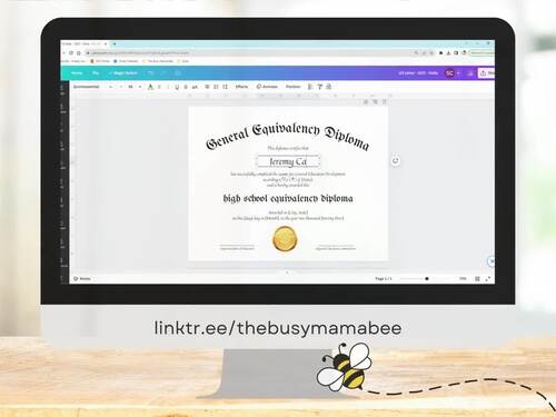 EDITABLE Homeschool GED Diploma | Printable High School Diploma | 3 Sizes