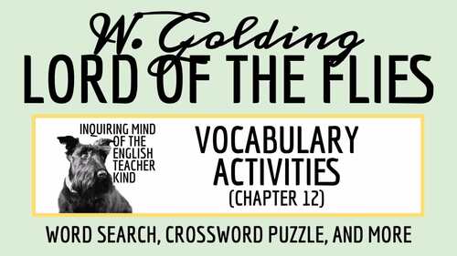 Lord of the Flies Chapter 12 Vocabulary Games | Crossword Puzzle | Word ...