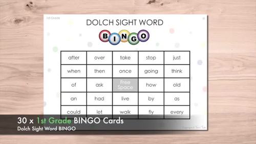 1st Grade Sight Word BINGO - 30+ Bingo Cards, Flashcards & Word Lists