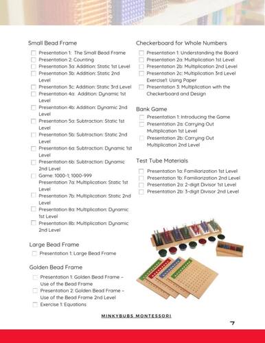 Montessori MATH CHECKLIST • Lower Elementary (Ages 6–9) • Full 3-Year Scope