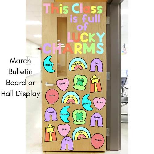 March Lucky Charms Name Door Display Bulletin Board Editable St ...